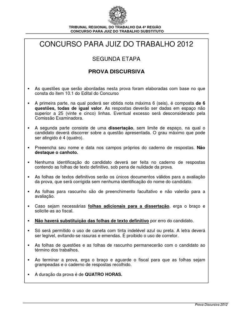 PROVA_DISCURSIVA_2012.pdf | Banco de Horas | Virtude