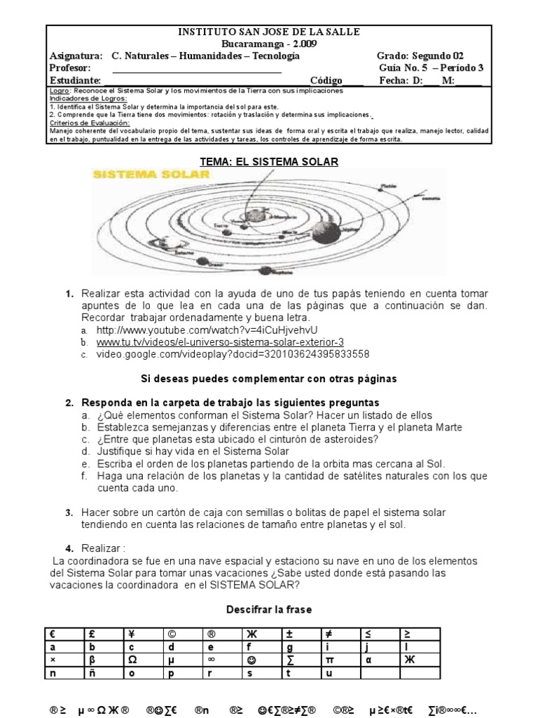 Guìa No.5 Ciencis Naturales - Movimientos de La Tierra | PDF | Sistema ...