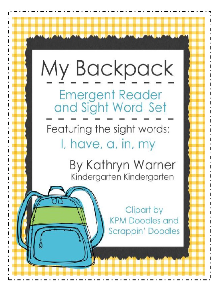 My Backpack: Emergent Reader Guide | PDF | Bookbinding | Books