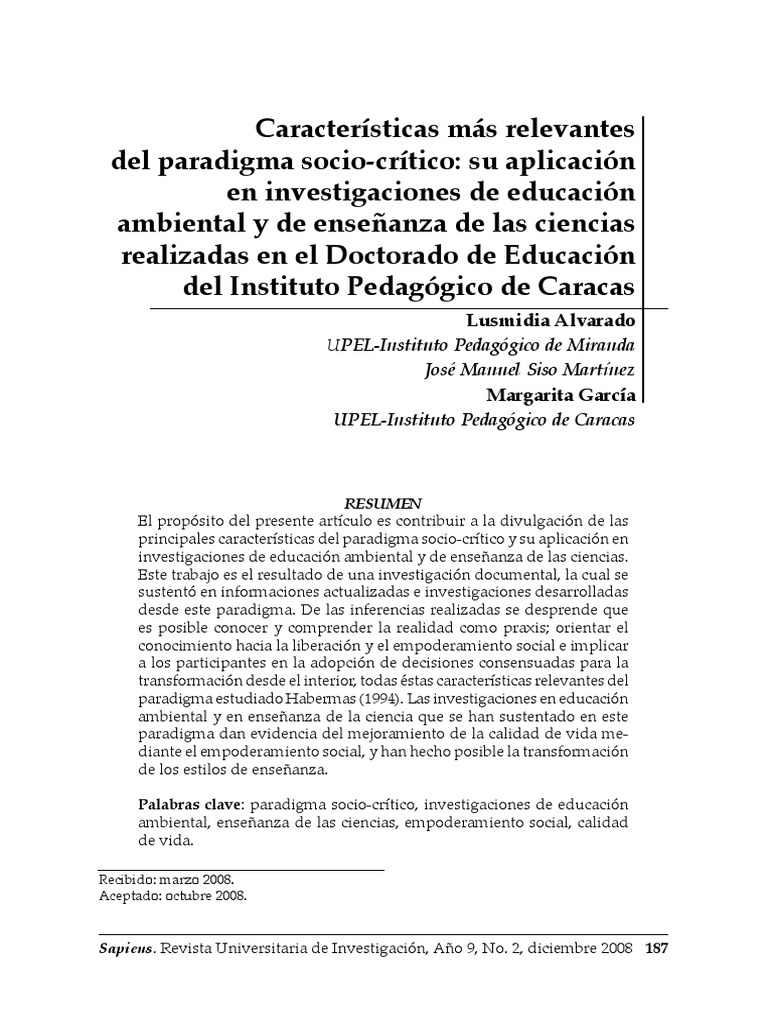 Características del Paradigma Sociocrítico | PDF | Conocimiento | Teoría