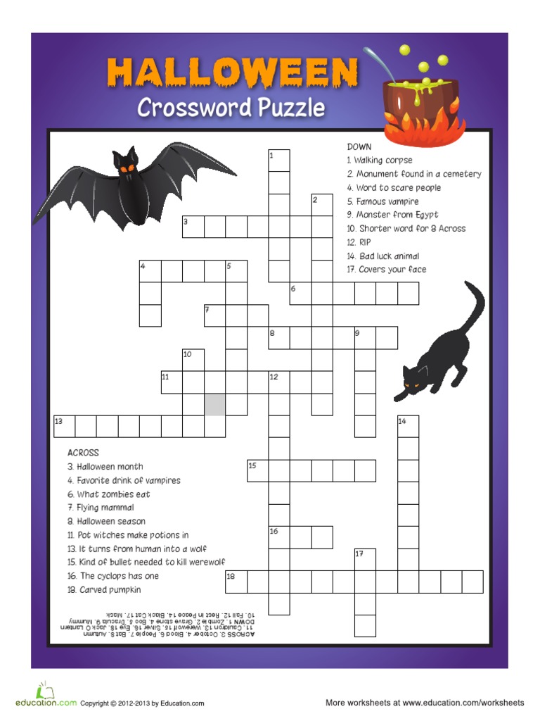 Halloween Crossword 5 Worksheet | PDF