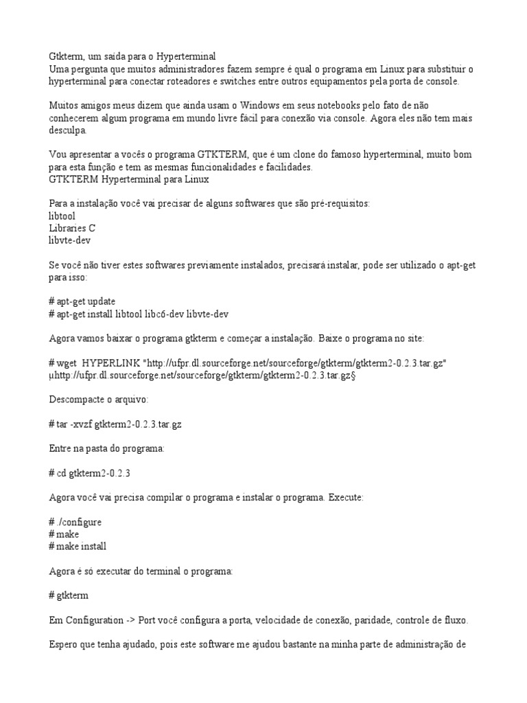 Hyperterminal Gtkterm | PDF | Tecnologia digital | Software de sistema
