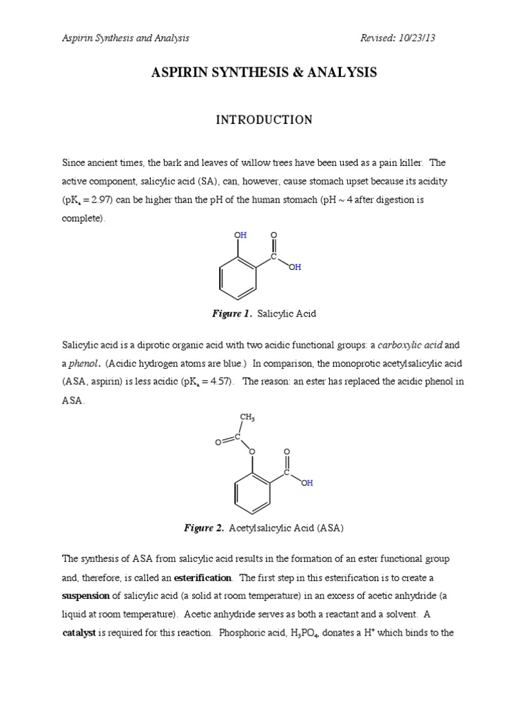 Aspirin Synthesis and Analysis Methods | PDF | Thin Layer ...