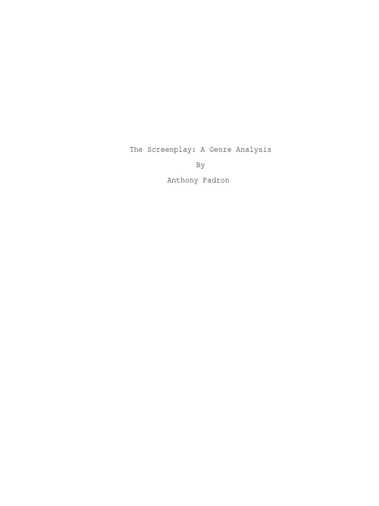 The Screenplay - A Genre Analysis | PDF | Screenplay | Genre