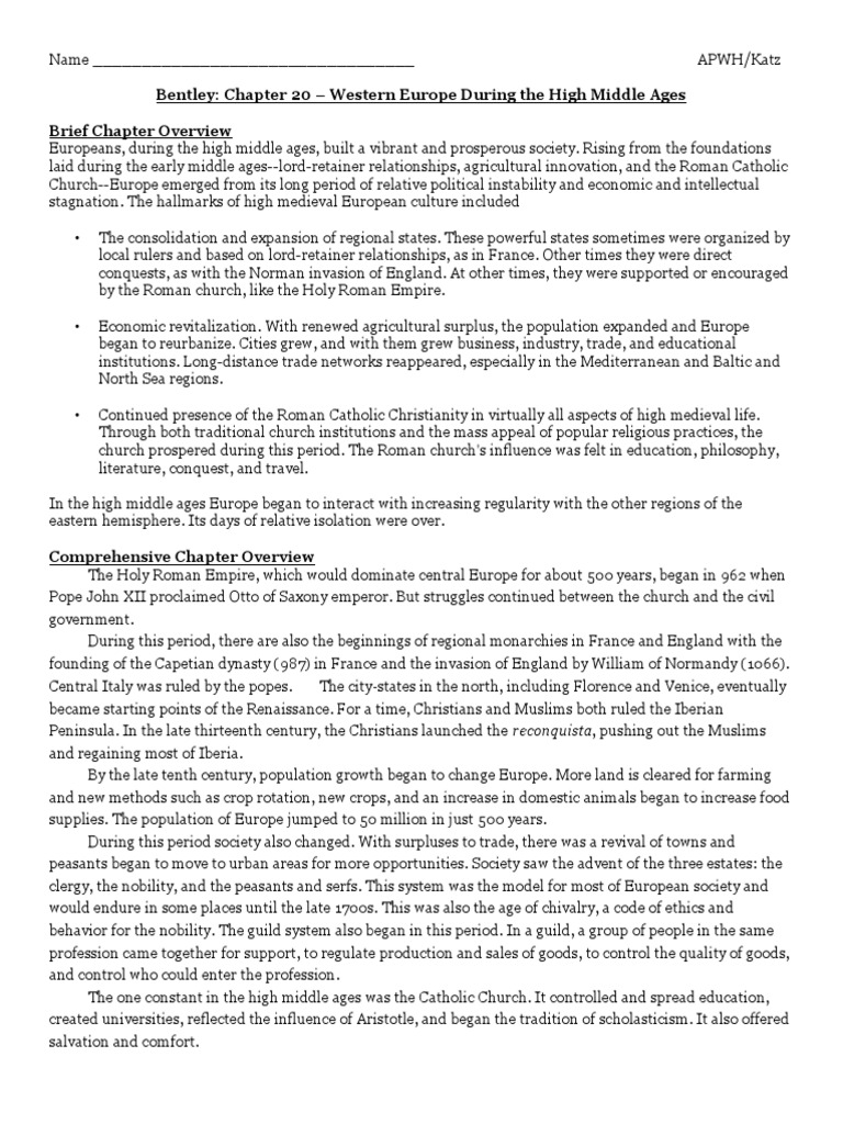 Bentley CH 20 - Western Europe During The High Middle Ages | PDF ...