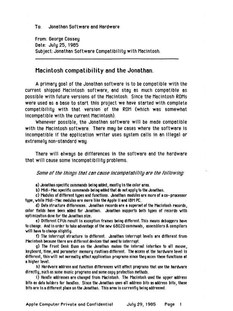 The Jonathan Software (July 1985) | PDF | Macintosh | Operating System