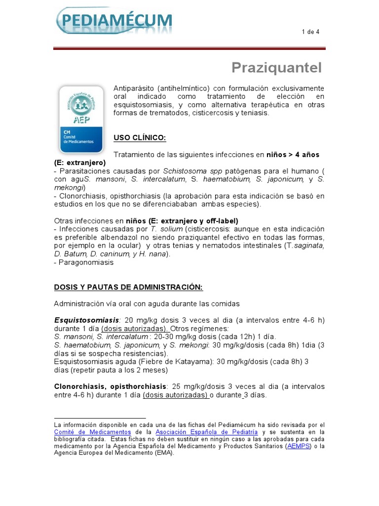 Praziquantel | PDF | Tratamientos médicos | Rtt