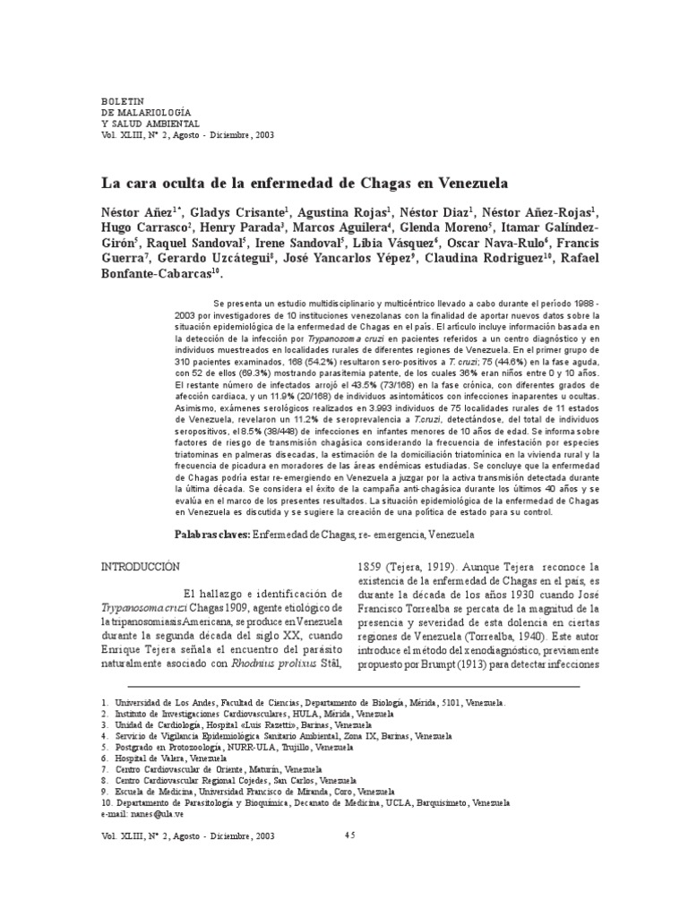 Enfermedad de Chagas en Venezuela: Estudio 2003 | PDF | Ciencias de la ...