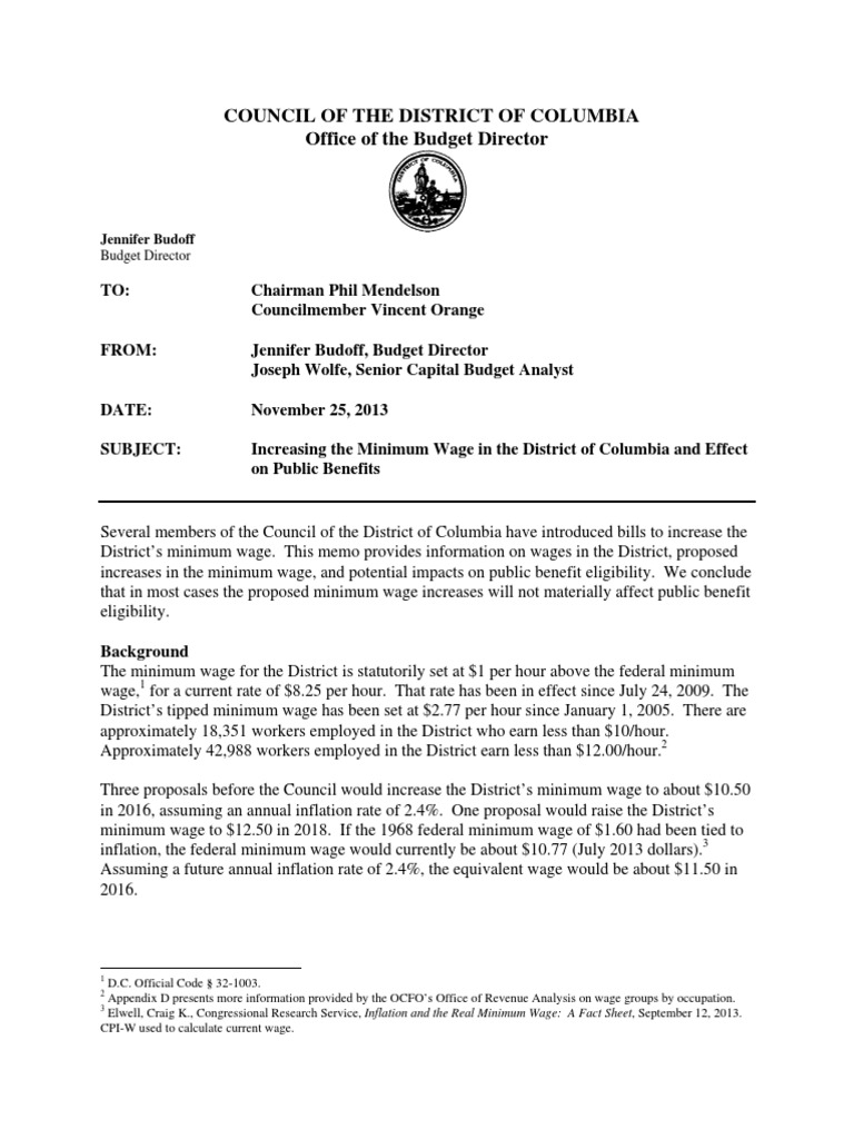 Minimum Wage Memo Draft For Distribution 11252013 | PDF | Supplemental ...