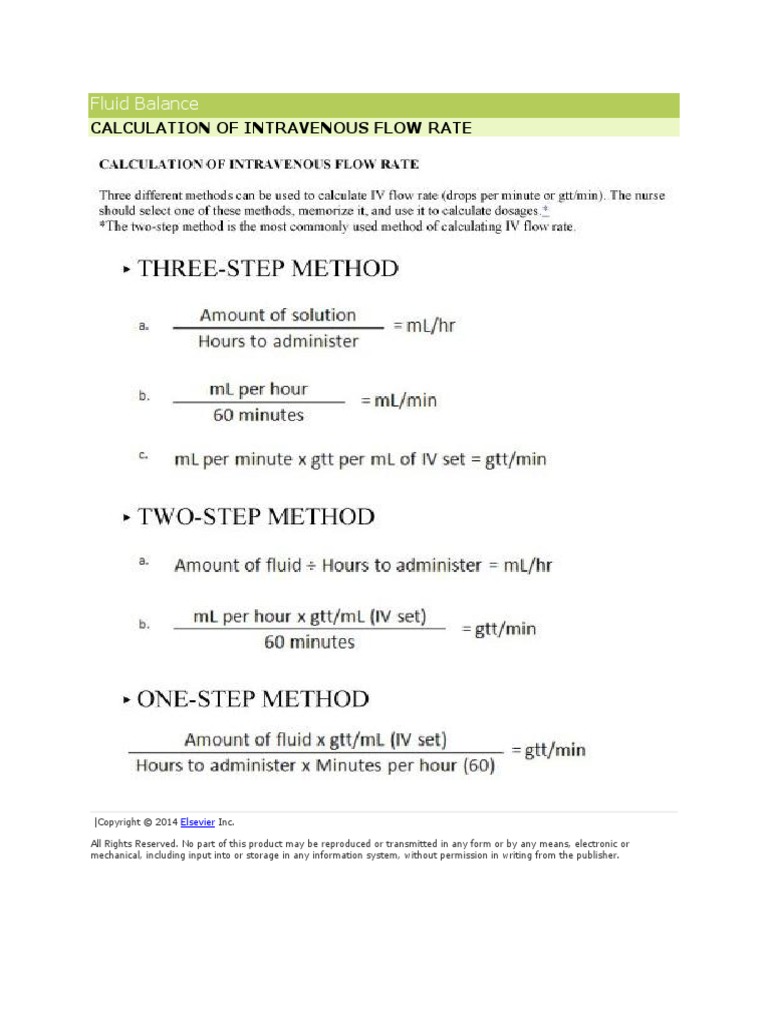  Fluid Balance Calculation Of Intravenous Flow Rate PDF