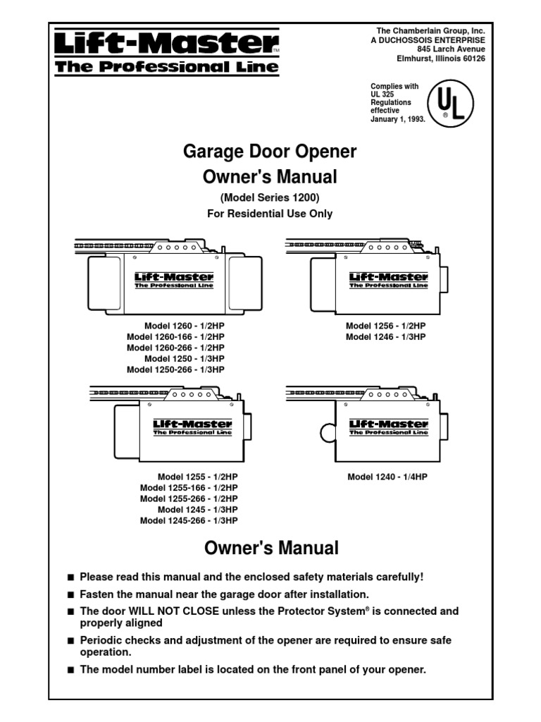 Instruction Manual of Liftmaster Opener 1240 | PDF | Screw | Electrical ...
