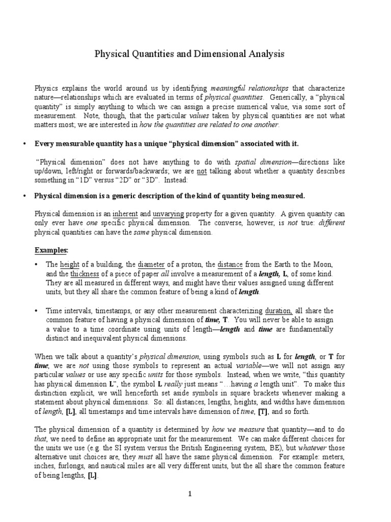 Dimensional Analysis | PDF | Quantity | Variable (Mathematics)