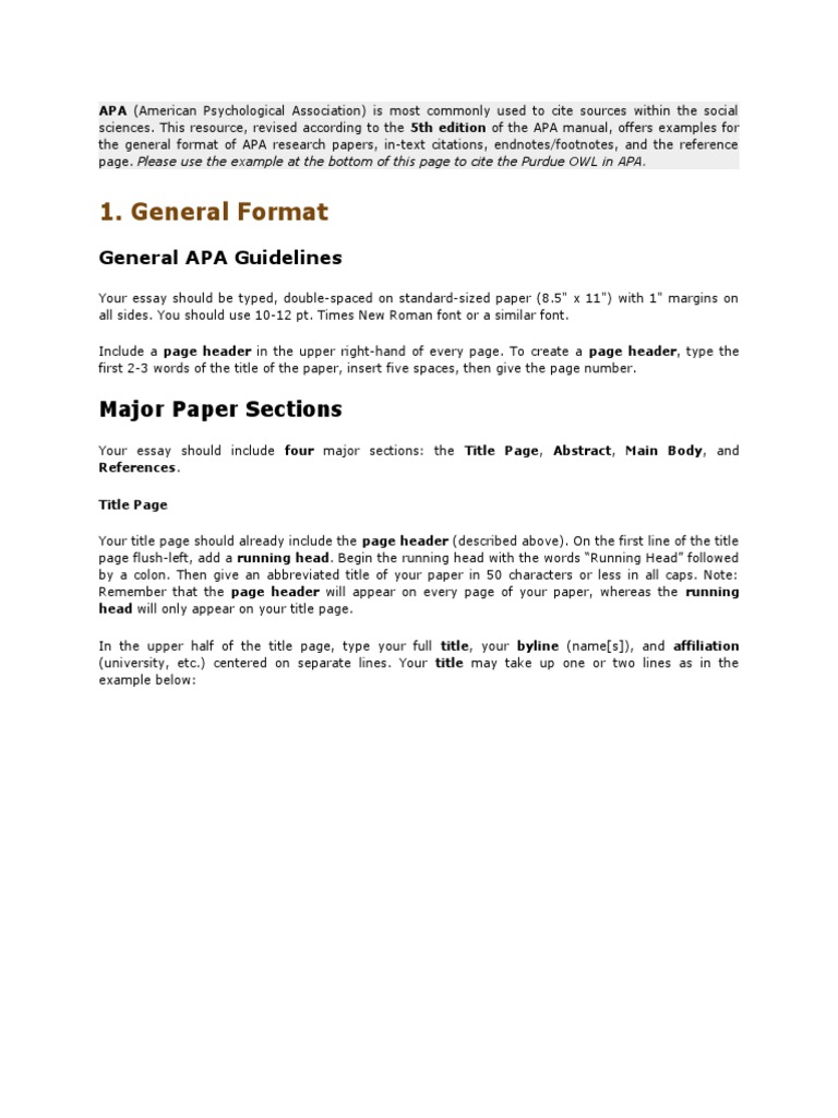 APA Format | PDF | Note (Typography) | Citation
