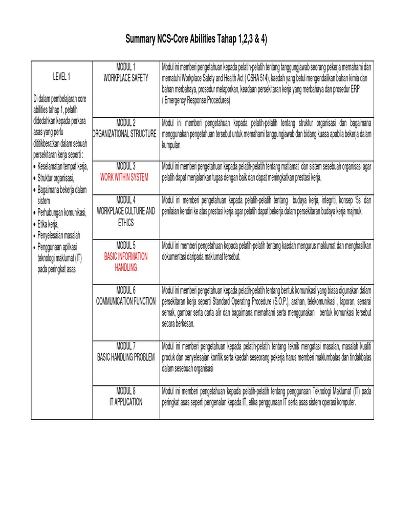 Core Abilities Summary | PDF