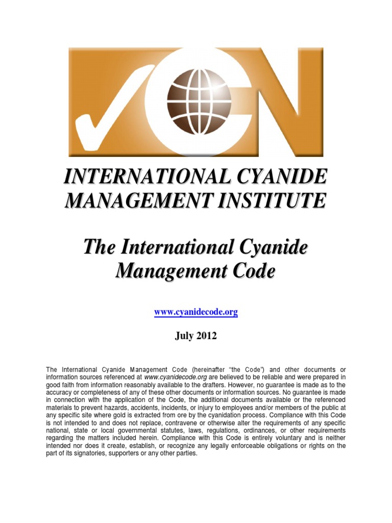 The International Cyanide Management Code | PDF | Audit | Verification ...