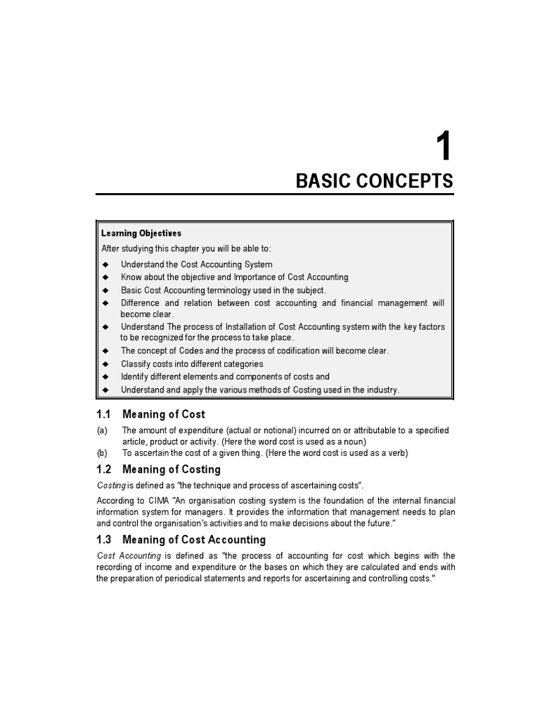 Basic Concepts - Cost Accounting | PDF | Cost Accounting | Cost