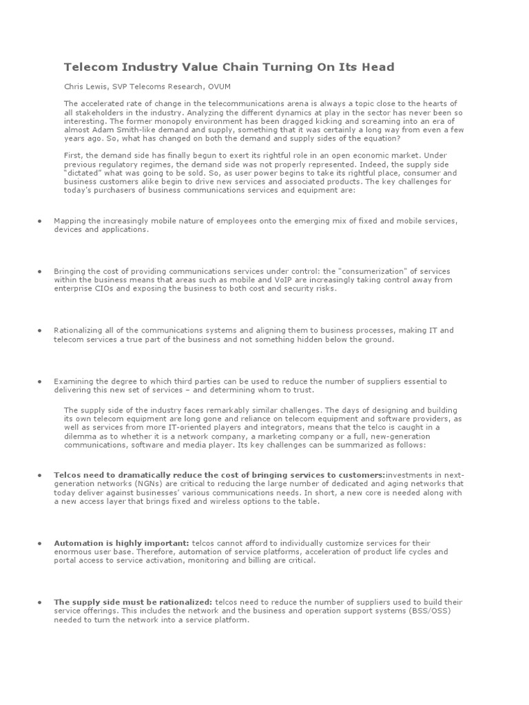 Telecom Industry Value Chain Turning On Its Head | PDF ...