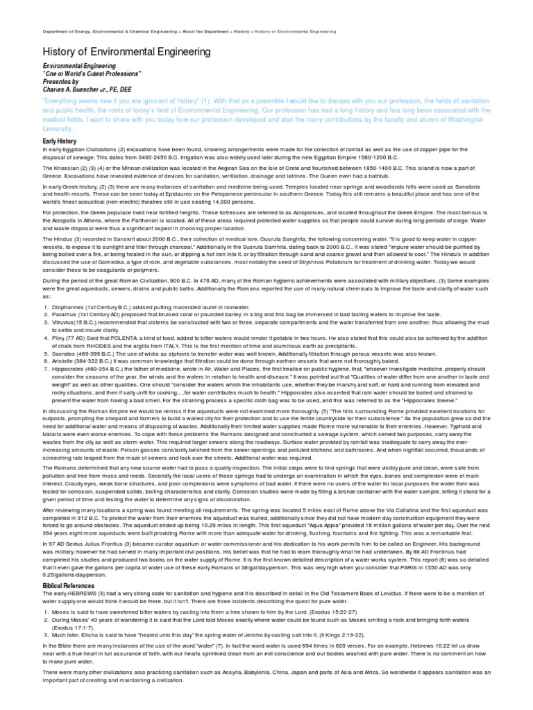 History of Environmental Engineering | PDF | Sewage | Combined Sewer