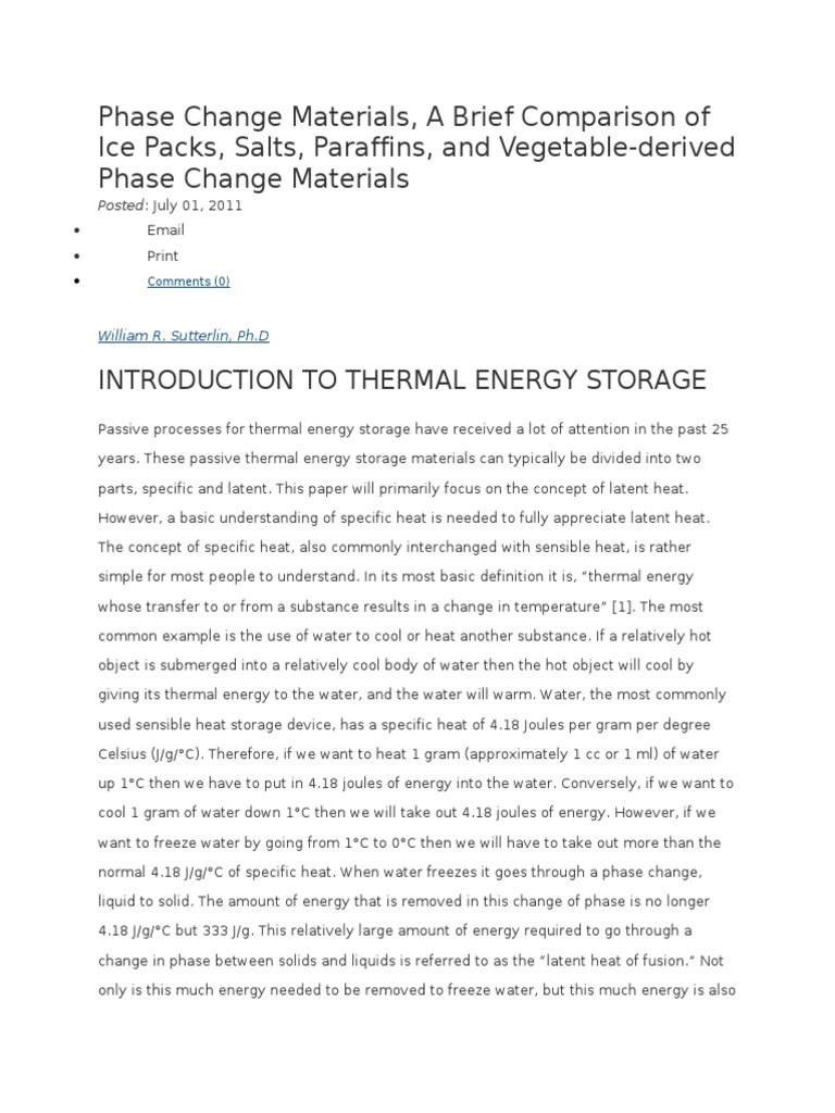 Phase Change Materials | PDF | Alkane | Freezing