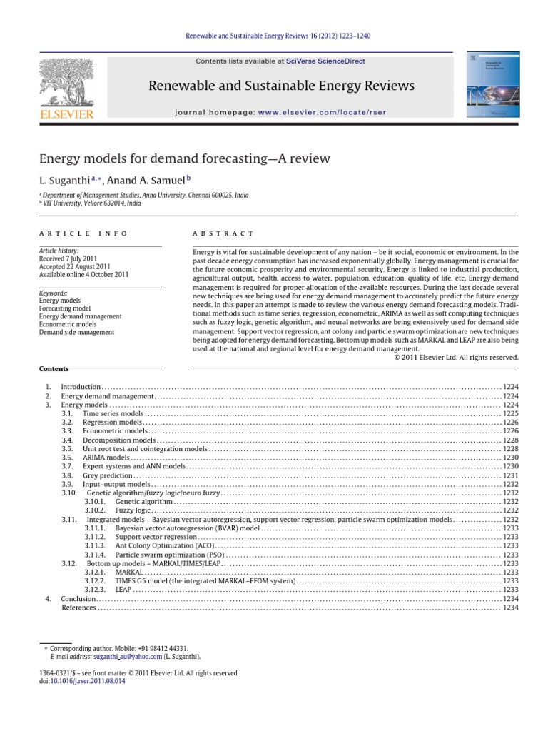 Energy Models For Demand Forecasting-A Review | PDF | Time Series ...