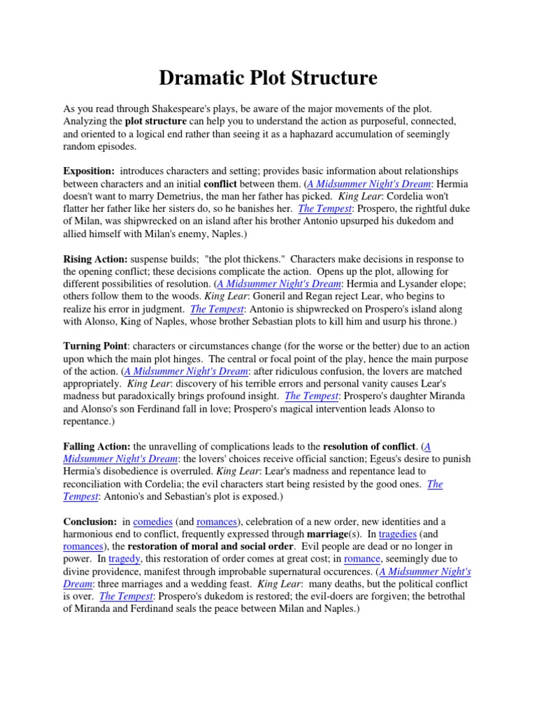 Dramatic Plot Structure: A Midsummer Night's Dream The Tempest | PDF ...