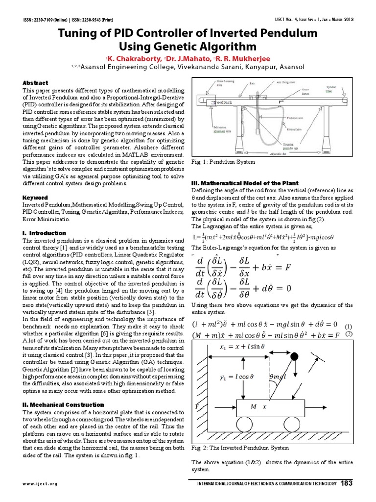 Tuning of PID Controller of Inverted Pendulum Using Genetic Algorithm | PDF | Control Theory ...