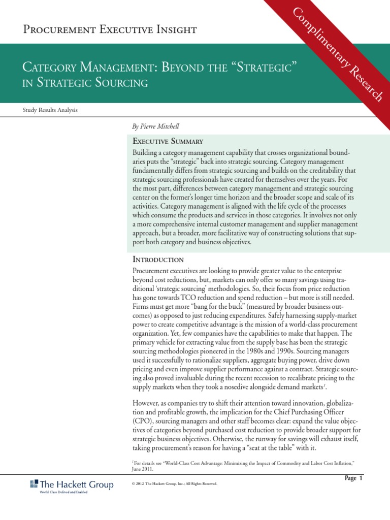 Category Management | PDF | Procurement | Strategic Management