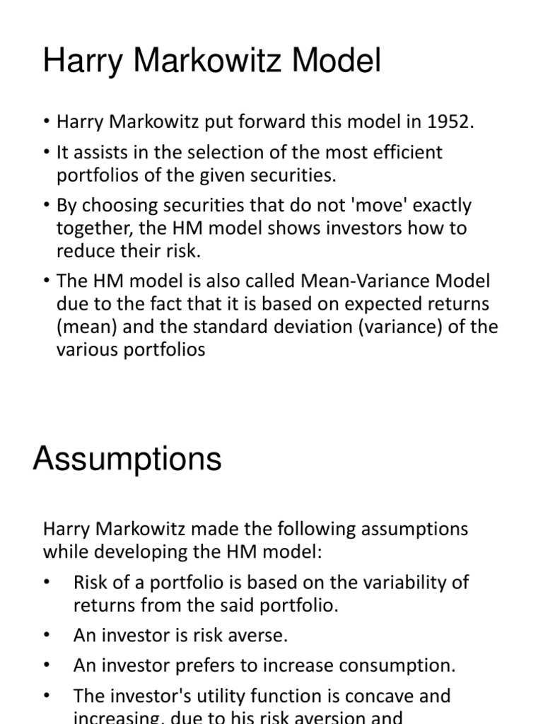 Harry Markowitz Model | PDF | Microeconomics | Business