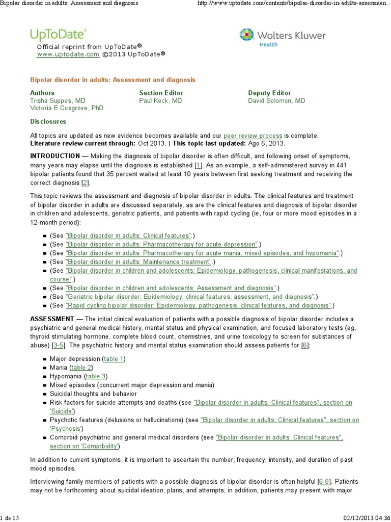 Bipolar disorder in adults - Assessment and diagnosis.pdf | Bipolar ...