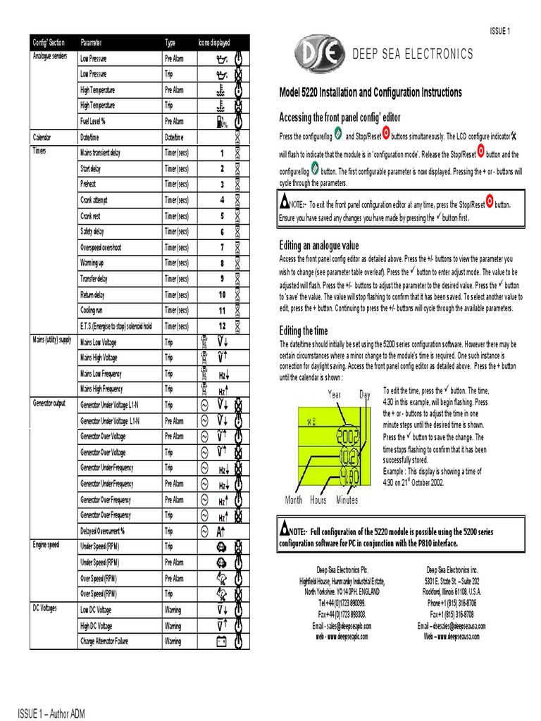 Deep Sea Electronics: Model 5220 Installation and Configuration ...