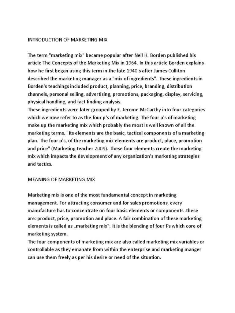 Introduction of Marketing Mix PNB | PDF | Pricing | Marketing