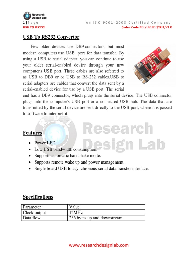 Usb To Rs232 | PDF