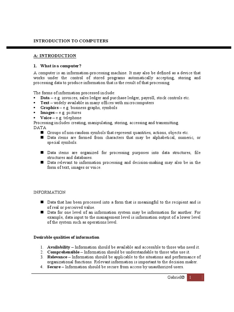 Introduction To Computers-Comprehensive | PDF | Printer (Computing) | Computer Keyboard