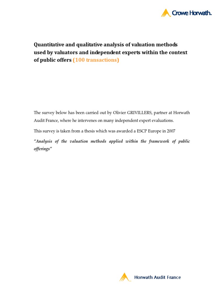 Quantitative and Qualitative Analysis Valuation Methods | PDF | Discounted Cash Flow | Valuation ...