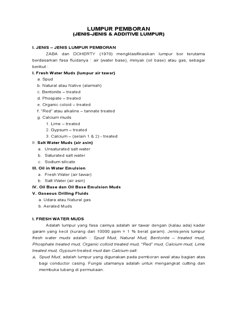 Jenis Lumpur Pemboran Dan Additive | PDF