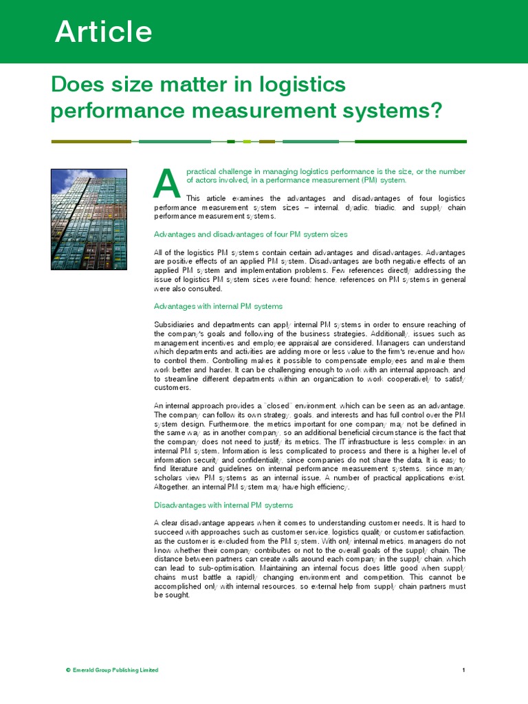 Does Size Matter in Logistics Performance Measurement Systems? | PDF ...