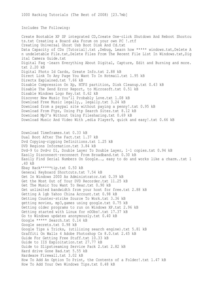 Hacking Tutorials | PDF | Security Hacker | Windows Xp