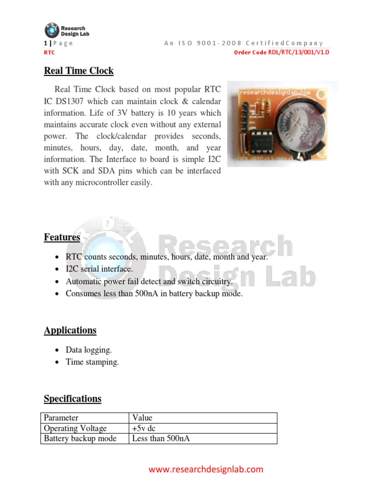 Real Time Clock | PDF | Electromagnetism | Electronic Engineering