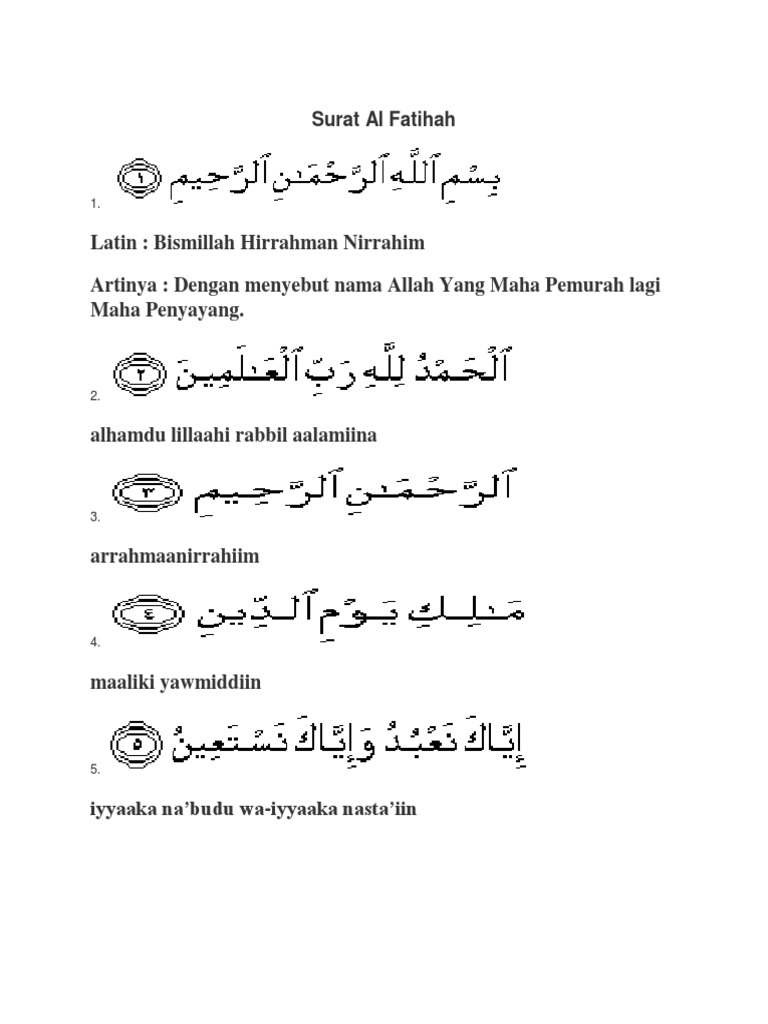 Al Fatihah: Latin Text and Meaning | PDF