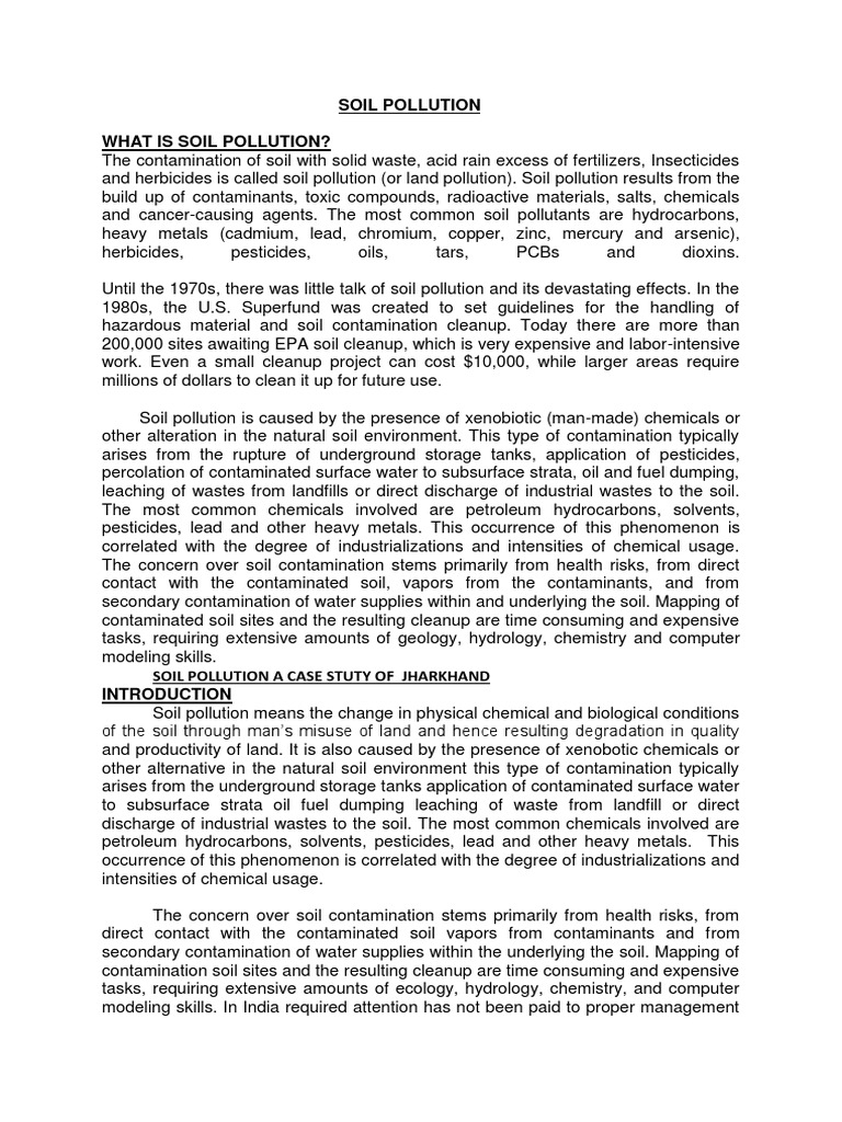 Report On Soil Pollution | PDF | Pollution | Water Pollution