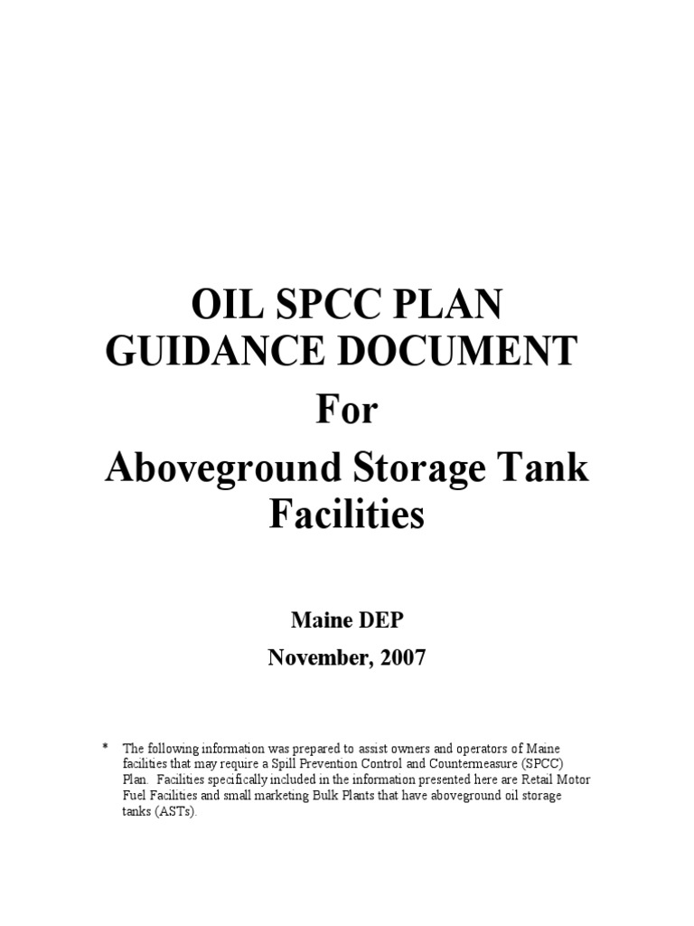 SPCC - Guide For Aboveground Storage Tank | PDF
