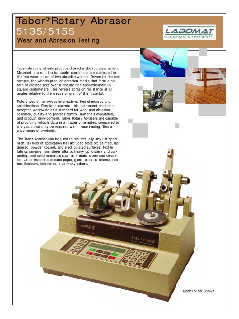 Taber Abrasion tester | Wear | Abrasive | Free 30-day Trial | Scribd