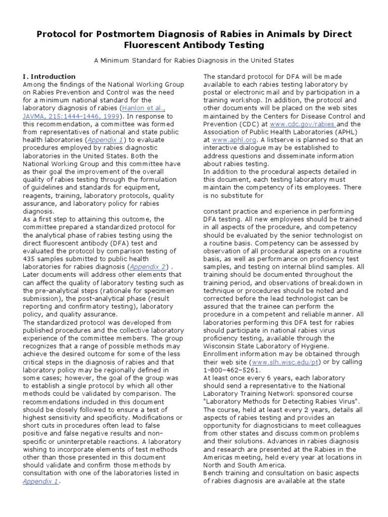 Protocol For Postmortem Diagnosis of Rabies in Animals by Direct ...