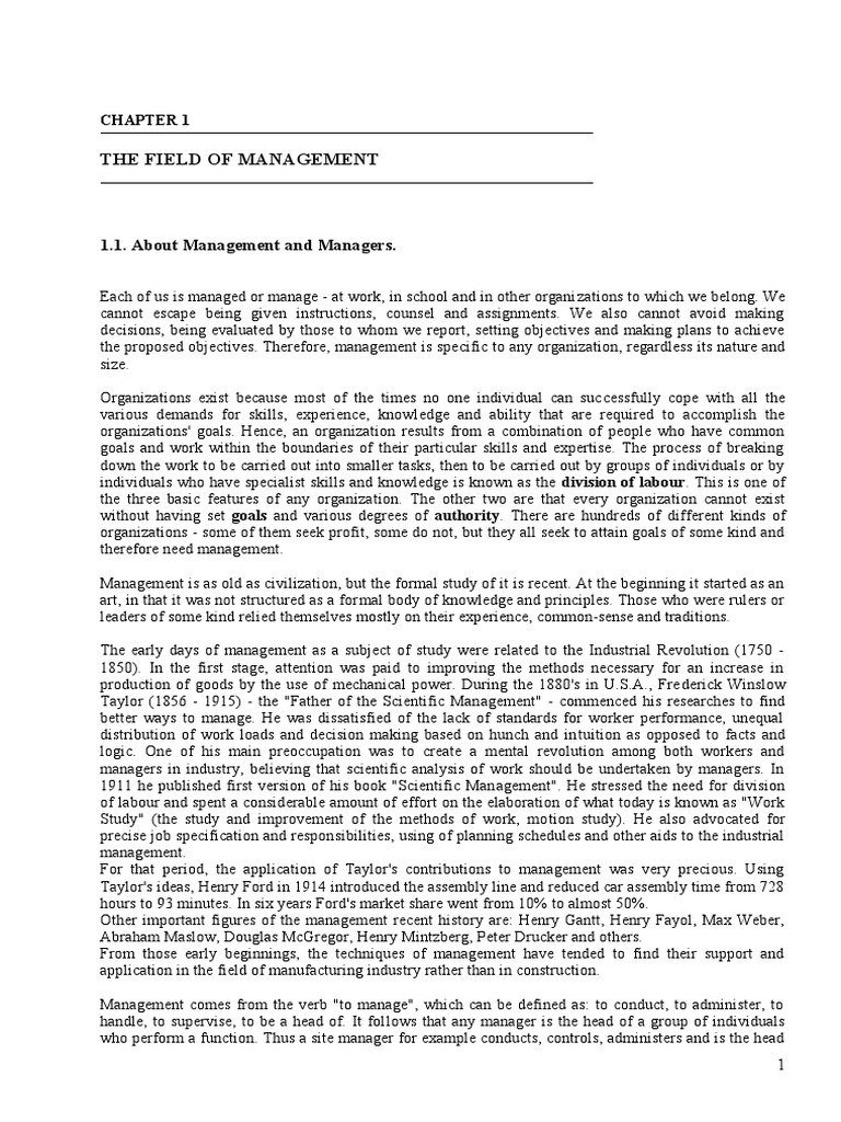 The Field of Management: 1.1. About Management and Managers | Download ...