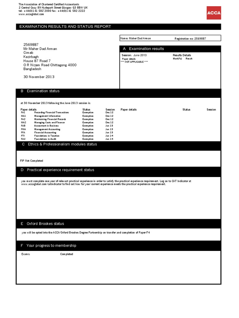 Examination Result Report Document | PDF | Business | Finance & Money ...