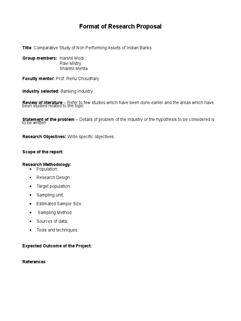 Format of Research Proposal | PDF