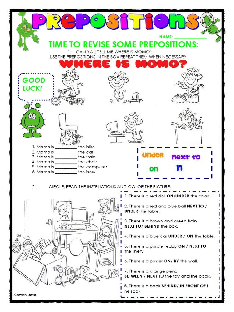 Time To Revise Some Prepositions:: Good Luck! | PDF | Language Arts ...