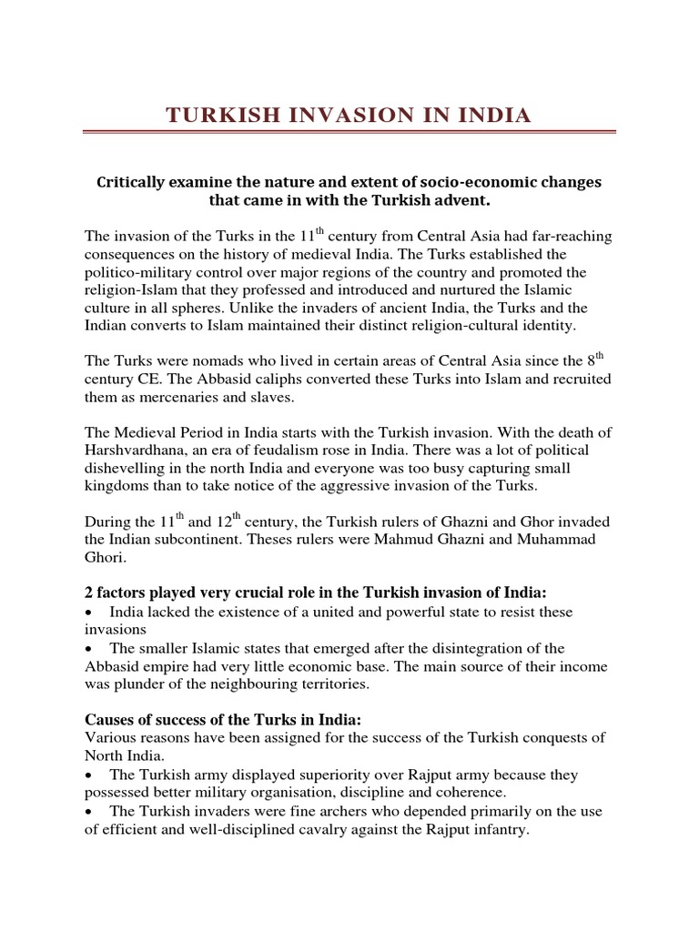 Turkish Invasion in India | PDF | Ottoman Empire | Turkey