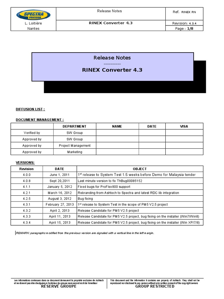 RINEX Converter 4.3.4 - Release Note | PDF | Computing | Computing And ...