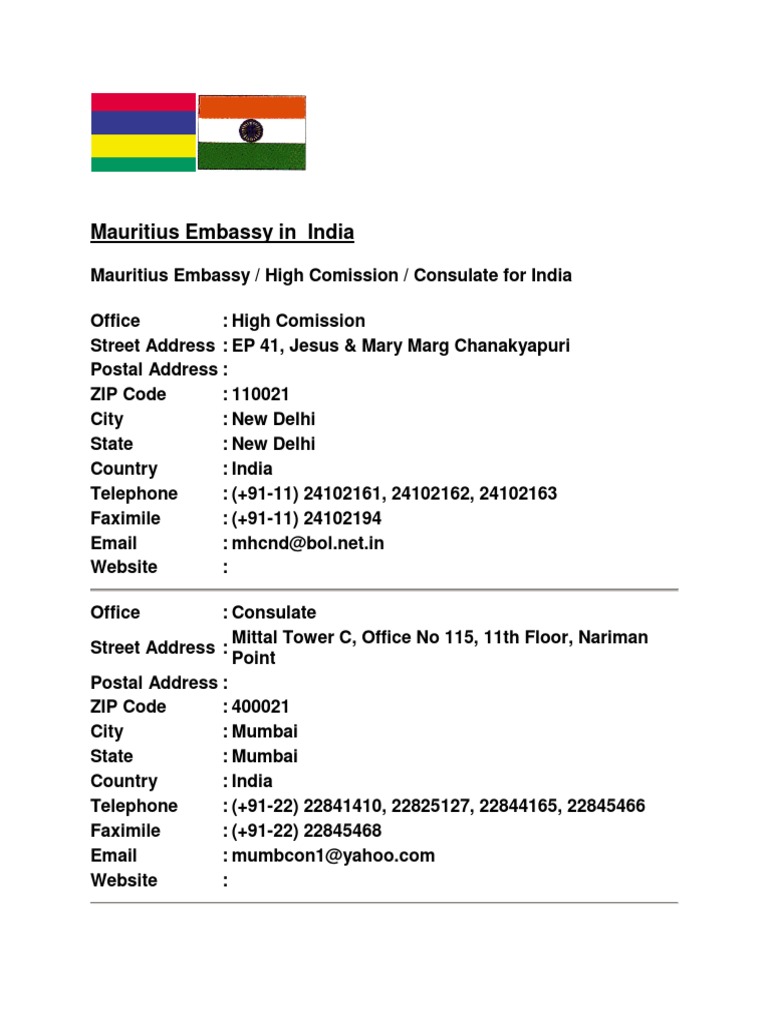 Mauritius Embassy in India | PDF | Career & Growth | Business